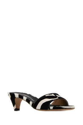 Ferragamo Womens Printed Calf Hair Tatiana 40 Mules Kasbabianconer Sandali Sandal