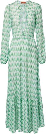 Missoni Femme, Robes, Bleu, Taille: 40 FR Robe Maxi Ajour&eacute;e D&eacute;coup&eacute;e