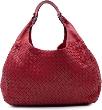 Bottega Veneta grand sac porté épaule Campana en cuir Nappa Intrecciato (2012-2025) - Rouge