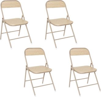 The Home Deco Factory Lot De 4 Chaises - Home Deco Factory - Terra Nova - Pliantes - Blanches Et Beiges