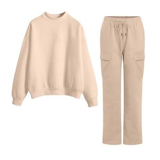 Generic Ensembles de v&ecirc;tements de d&eacute;tente pour femmes UK 2026 Quatre couleurs unies Pantalon &agrave; manches trois quarts Col en V Couleur unie Coton et lin Costume