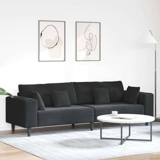 vidaXL Vidaxl - Canap&eacute; en velours avec coussin Noir 208 cm Velours