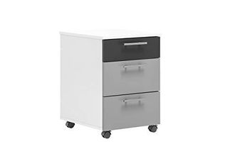 Schildmeyer M&ouml;belpartner Laurin Rollcontainer 147819, wei&szlig;/grau/anthrazit, 41,2 x 59,5 x 49,6 cm