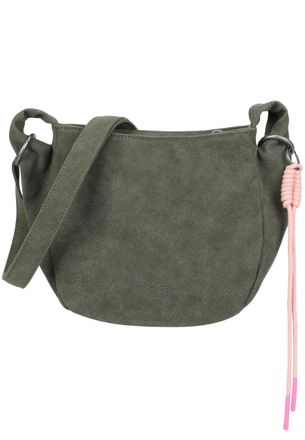 Fritzi Aus Preu&szlig;en Fritzi Sue02 Suede Jacky Soft Dark Olive Umh&auml;ngetasche Kunstleder Damen Crossbody Handtasche Festival City vegan Suede-Optik Kordelanh&auml;nger 22 x 23 x 