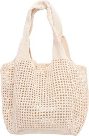 Beaupretty Paquet &agrave; Main Tricot&eacute; Ajour&eacute; en Maille Cabas de Plage L&eacute;ger Couleur Abricot Grand Paquet d&Eacute;t&eacute; Tiss&eacute; pour Femme Polyvalent pour Vacances et Randonn&eacute;e d