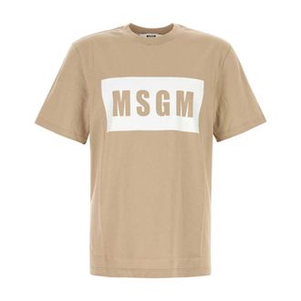 Msgm Baumwoll-T-Shirt - - Tops - Herren - Beige - XL