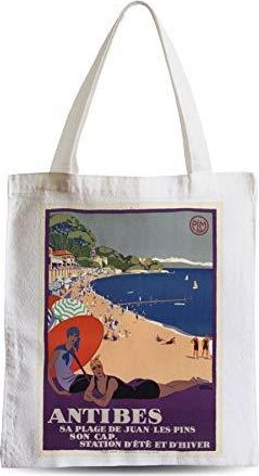 Fabulous Grand Sac Shopping Plage Etudiant Antibes Plage France Affiche Poster Vintage Tourisme Art Deco 30s