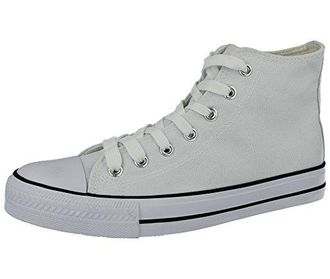 Foster Shoes Baskets basses All Star décontractées Baltimore/Academy en toile avec embout, à lacets, Tailles 35.5-42, pour femme - - Hi Top: White