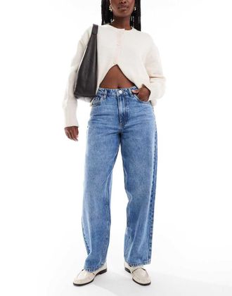 Daisy Street Billy - Jeans in Blau mit hohem Bund und abgerundetem Beinschnitt