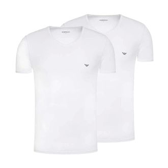 Emporio Armani Homme, Tops, Blanc, Taille: L Lot de deux T-shirts de d&eacute;tente &agrave; col en V en jersey stretch