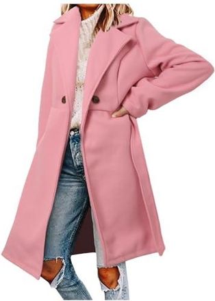 Generic Vestes pour femmes, manteau en fausse laine, chemisier, trench fin, veste longue, ceinture fine, manteau dext&eacute;rieur &eacute;l&eacute;gant 2026, RD2., L
