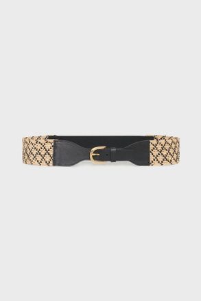 Gerard Darel Ceinture corset en raphia et cuir - TYRA - Noir