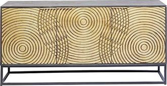 Kare Design Design Sideboard Circulo, Massivholz, verziertes groß, kunstvolles (H/B/T) 80x160x40cm, Gold