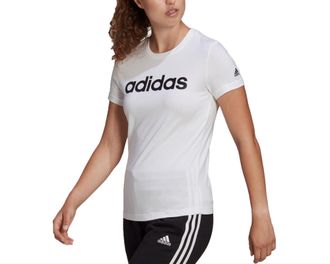 adidas Womens Essentials Slim Logo Langarm T-Shirt, White/Black, S