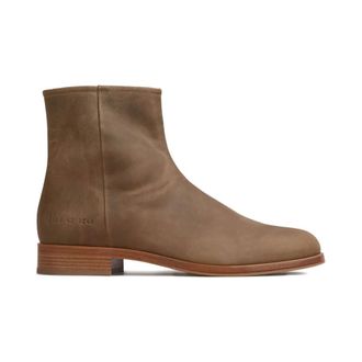 Common Projects Homme, Chaussures, Brun, Taille: 45 EU Chaussures en Cuir Taupe à Talon Bas avec Fermeture Éclair Latérale