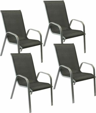 Happy Garden Happy Garden - Lot de 4 chaises marbella en textilène gris - aluminium gris