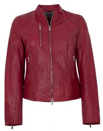 Jilani Lederjacke Juno Jilani - Damen Lederjacke Lammnappa dunkelrot