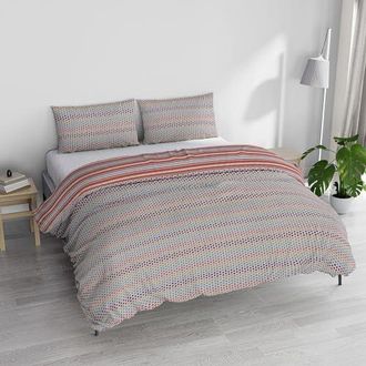 Italian Bed Linen Bettwäsche Athena mit Bettbezug und Kissenbezügen, Bedruckt, Malindi, Rot, Doppelbett