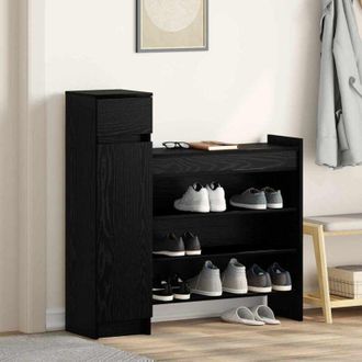 vidaXL Vidaxl - Meuble &agrave; chaussures avec tiroir Ch&ecirc;ne noir 100.5 x 28 x 100 cm