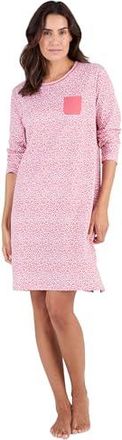 Damart Chemise De Nuit en Pur Coton Femme Rose Imprim&eacute; Taille 50-52 (XL) 97 Cm