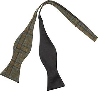 King & Priory Noeud papillon à carreaux vert olive et marron, motif écossais, Vert, taille unique