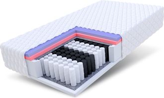 FDM APUS Matratze 100x200 cm Taschenfederkern Höhe 24 cm Härtegrad H2 H3 7-Liegezonen Öko-Tex Allergikergeeignet Jersey Bezug Waschbar Visco-Schaum