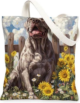 Generic Spring Neopolitan Sac fourre-tout en toile pour faire du shopping 33 x 38,1 cm, sac d&eacute;picerie r&eacute;utilisable pour femme, ferme, animal domestique, plage