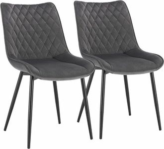 Woltu Lot de 2 Chaises de salle à manger en Similicuir - 46x40, 5x85, 5cm - Pieds en métal - Charge max 100 kg - Anthracite - Woltu
