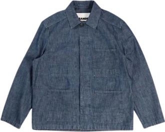 Jil Sander Homme, Vestes, Bleu, Taille: M Blouson en Chambray de Coton