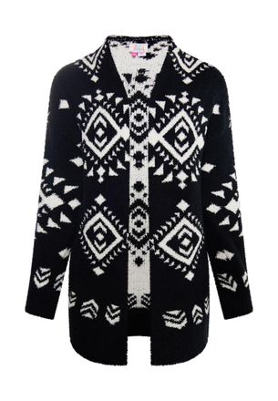 Izia Strickjacke Damen schwarz-wollwei&szlig;
