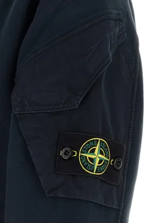Stone Island Cotton Gabardine Hooded Jacket - Navy