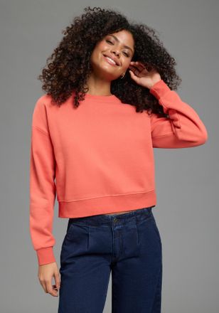 Laura Scott Sweatshirt LAURA SCOTT, Damen, Gr. 32/34, orange (burnt sienna), angeraute Sweatware, Obermaterial: 80% Baumwolle, 20% Polyester, unifarben, Basic, l&auml;
