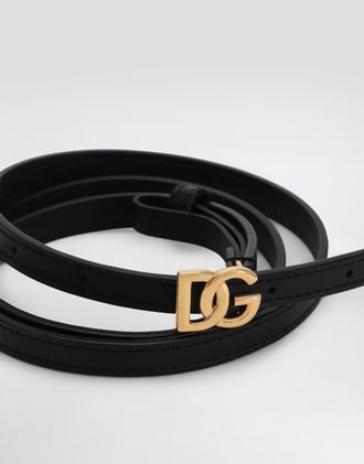 Dolce & Gabbana Cintura Logata - Frau G&uuml;rtel Schwarz Leder 100