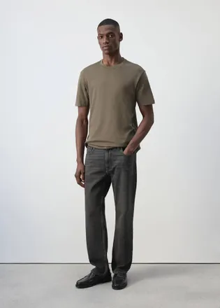 Mango T-shirt regular fit 200 g/m&sup2; gris vison - Homme - XXL - MANGO MAN