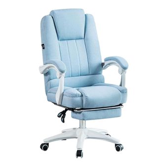 Generic Ergonomischer B&uuml;rostuhl, Computerstuhl aus Baumwolle und Leinen mit Armlehnen und verstellbarem Fu&szlig;pedal