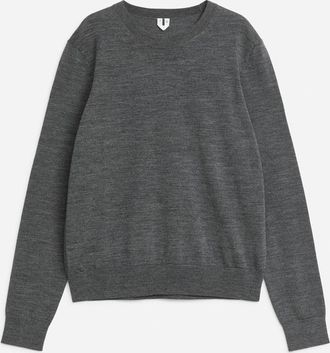 Arket Feinstrickpullover Aus Merinowolle -Grau