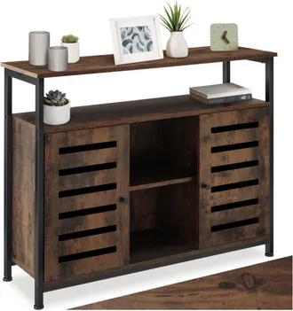 TecTake Tectake - Buffet Warrington 100x37x82cm - Cadre acier noir - 2 &eacute;tag&egrave;res r&eacute;glables - Style industriel chic - Meuble de rangement polyvalent