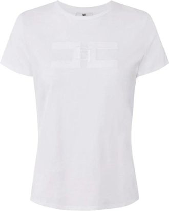 Elisabetta Franchi Femme, Tops, Blanc, Taille: 40 FR Cotton Jersey T-Shirt