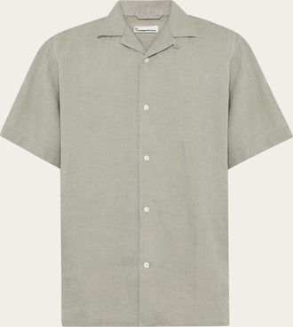 Knowledge Cotton Apparel Herren vegan Hemd Mit Kurzen &Atilde;rmeln Box Fit Twill Yarndyed Beige