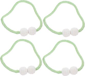 Cabilock 4stücke Magnetische Raffhalter Für Vorhänge Dekorative Gardinen-bindebänder in Bohngrün Mit Perlen Praktische Magnetische Gardinenklammern Für Wohnzim