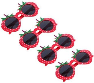 UPKOCH Lot de 4 Lunettes de Soleil Fraise en ABS Rouge Accessoires Festifs L&eacute;gers et Color&eacute;s Lunettes &agrave; Motifs de Fruits pour F&ecirc;tes Carnavals et Festivals