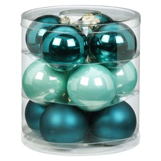 Inges Christmas Decor MAGIC Weihnachtskugeln Glas 8cm 12 STK. Christbaumkugeln Farbe: Green Emerald (Mint dunkel türkis meerblau)