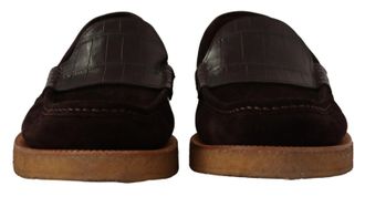 Dolce & Gabbana Mens Crocodile And Suede Loafer Brown Leather