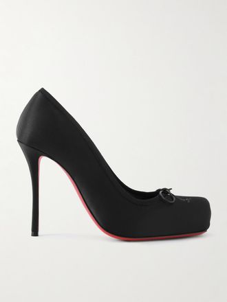 Christian Louboutin Cassia Nodo 100 Bow-detailed Grosgrain-trimmed Satin-crepe Pumps - Black
