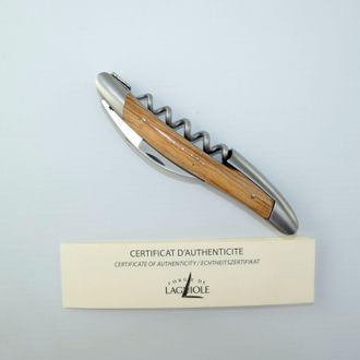 Forge de Laguiole Palatina Werkstatt Forge de Laguiole Kellnermesser Sommelierbesteck - Griff Olive - Edelstahl Matt Inox+schwarzes Lederetui + Poliertuch