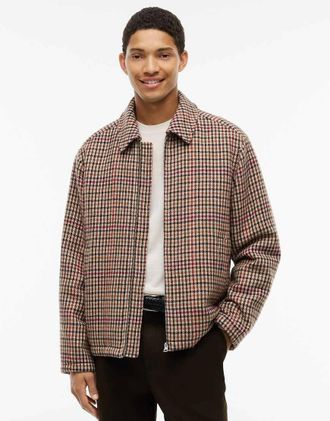 Tommy Hilfiger veste ivy &agrave; carreaux en pure laine beige-Marron