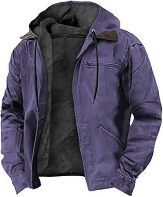 Generic Lininco Veste &agrave; capuche zipp&eacute;e doubl&eacute;e en polaire pour homme - L&eacute;g&egrave;re et d&eacute;contract&eacute;e - Automne et hiver, violet, 3XL