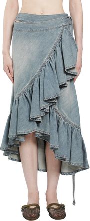 Alaia Denim Ruffle Skirt