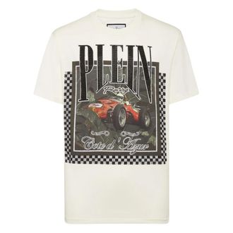 Philipp Plein T-shirt Round Neck SS Racing - - Tops - Herren - Beige - 2XL