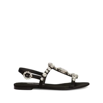 Dolce & Gabbana Femme, Chaussures, Noir, Taille: 36 EU Sandales Noires pour Femmes Style Estival